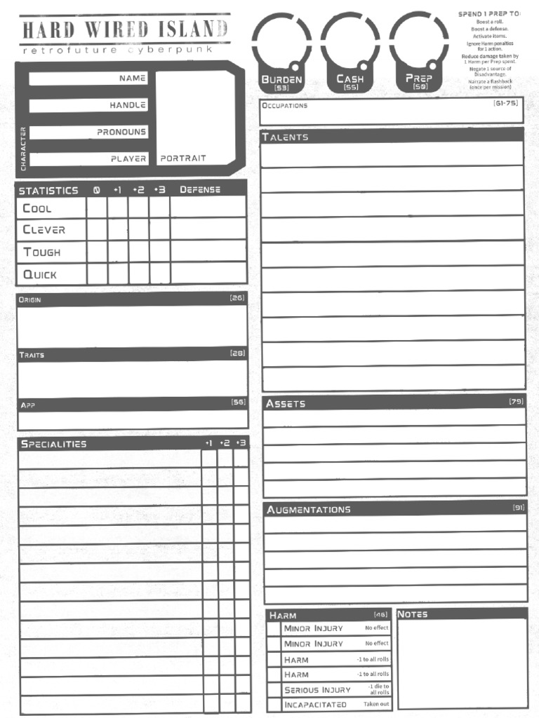 Hard Wired Island Character Sheet 2 | PDF