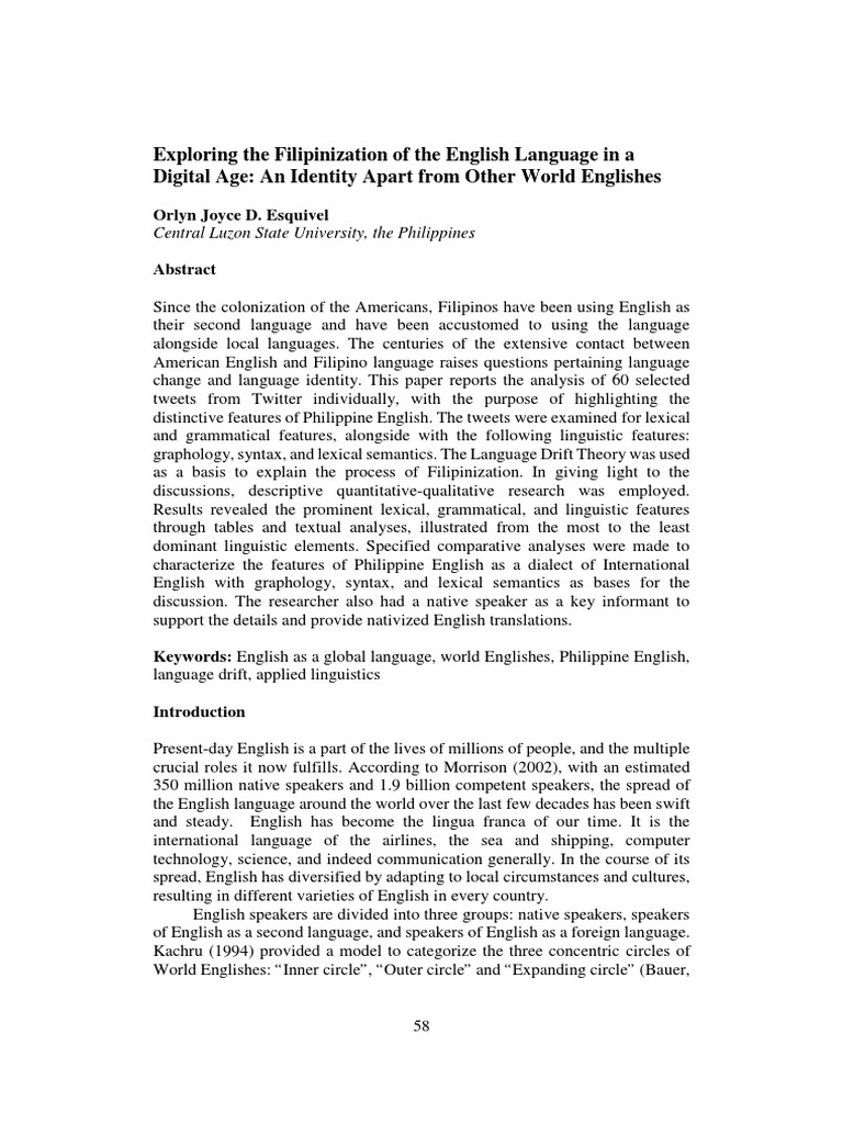 Exploring The Filipinization of The English Language in A Digital Age ...