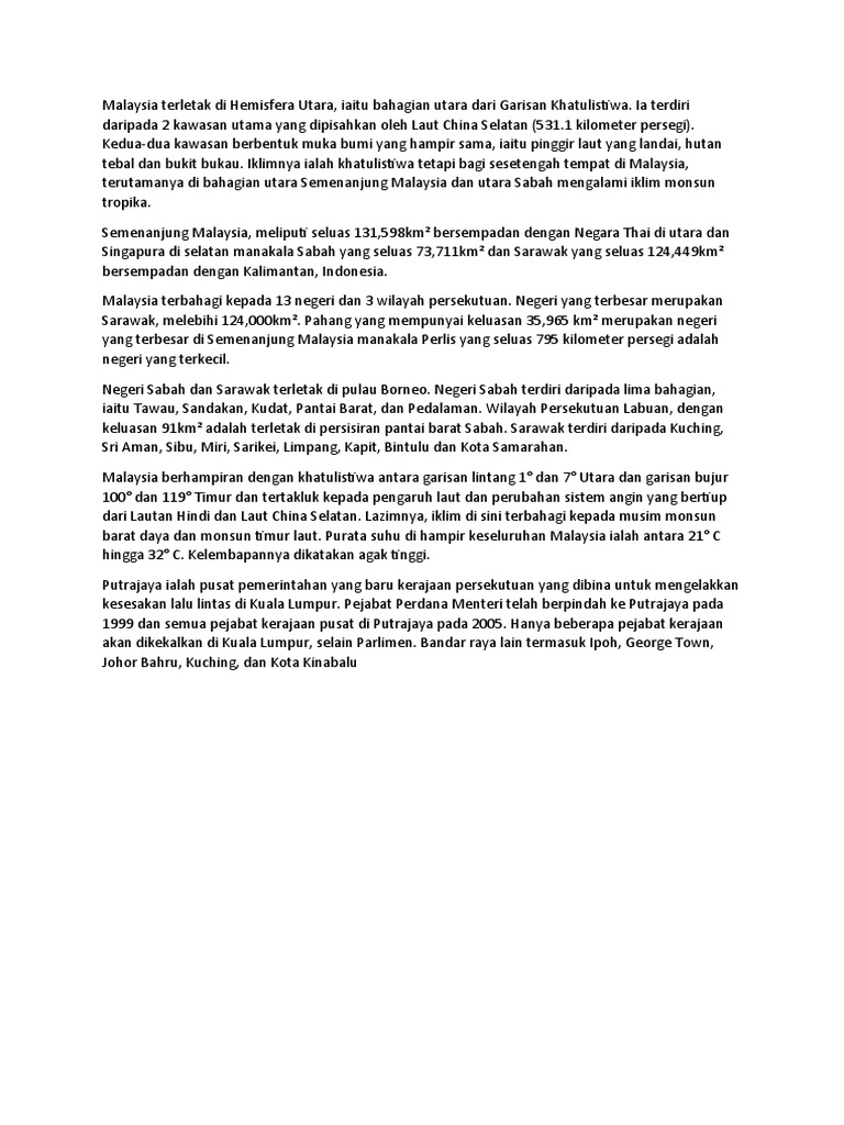 Malaysia Terletak Di Hemisfera Utara | PDF