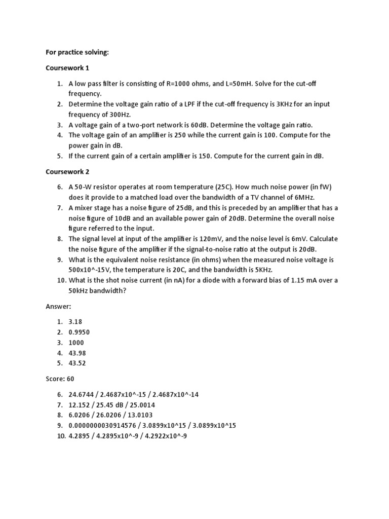 ECEA111 Exam 1 Solving Reviewer | PDF
