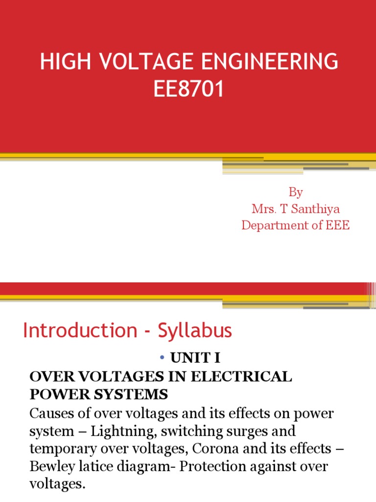 High Voltage Engineering Introduction | PDF | High Voltage | Electrical ...