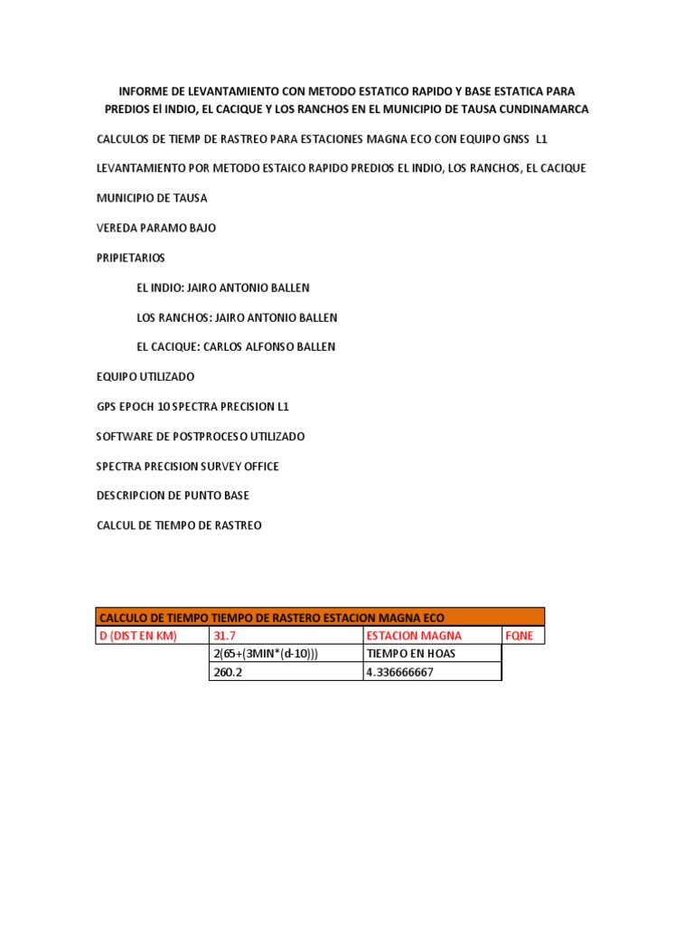 Informe de Levantamiento Topografico GNSS | PDF | Geodesia | Geografía