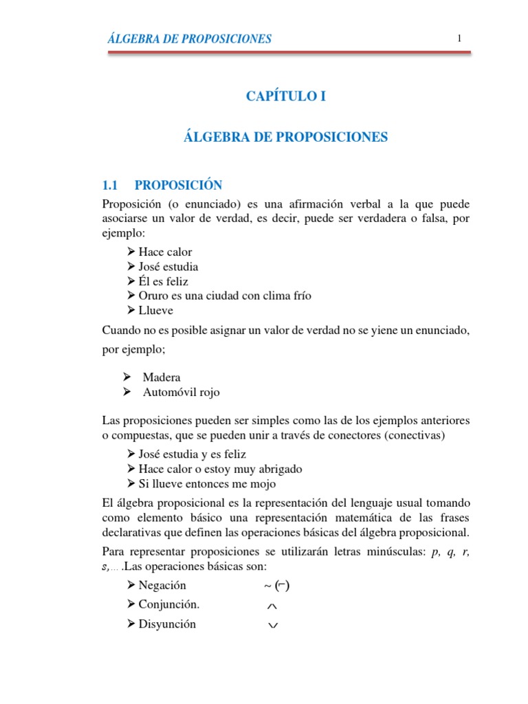 Algebra de Proposiciones | PDF | Proposición | Si y solo si