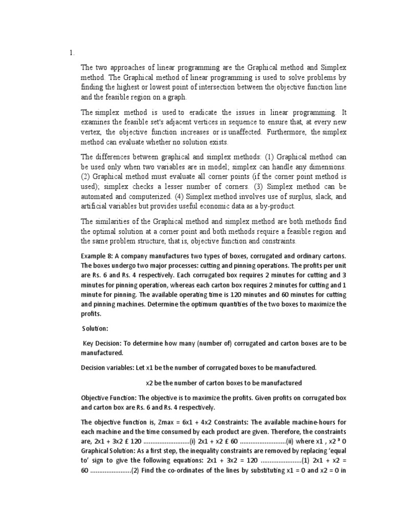 Graphical Method Vs Simplex Method | PDF | Linear Programming | Mathematics Of Computing