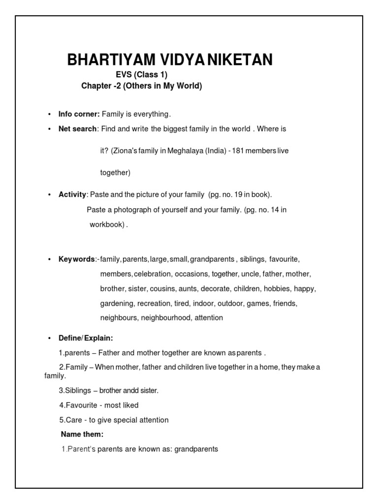 CH 2 Evs Class 1 Chapter 2 (2021-22) | PDF