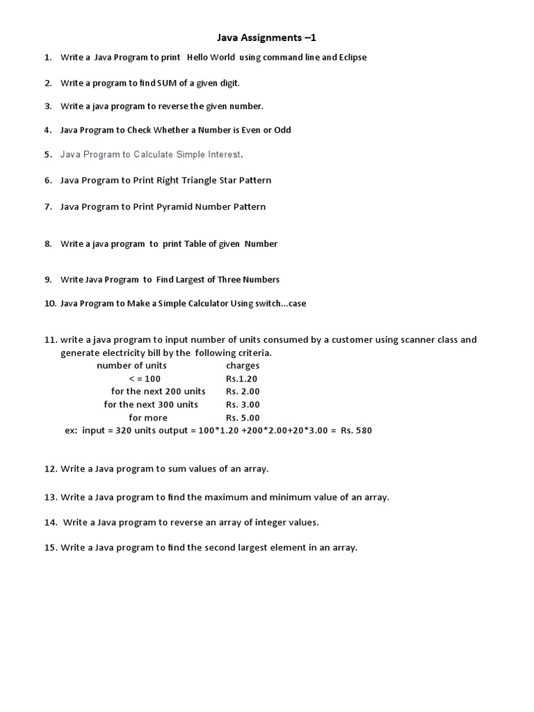 Java Assignments - 1: Java Program To Calculate Simple Interest | PDF