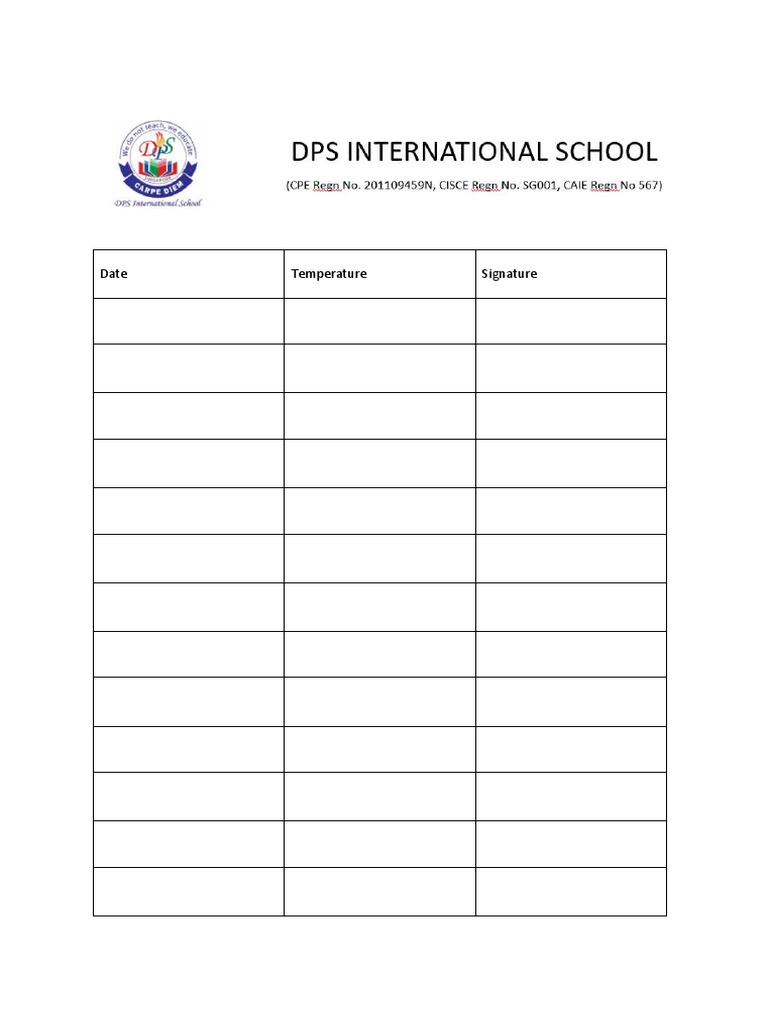 Date Temperature Signature | PDF