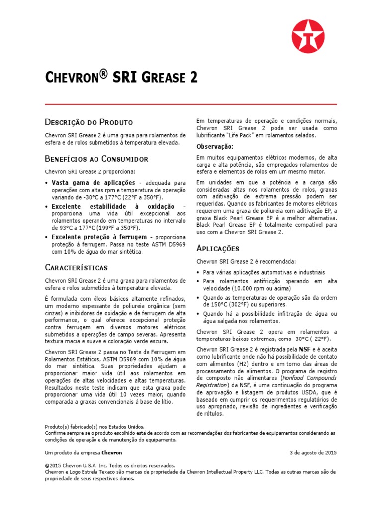 Chevron SRI Grease 2 - BR PT | PDF | Química