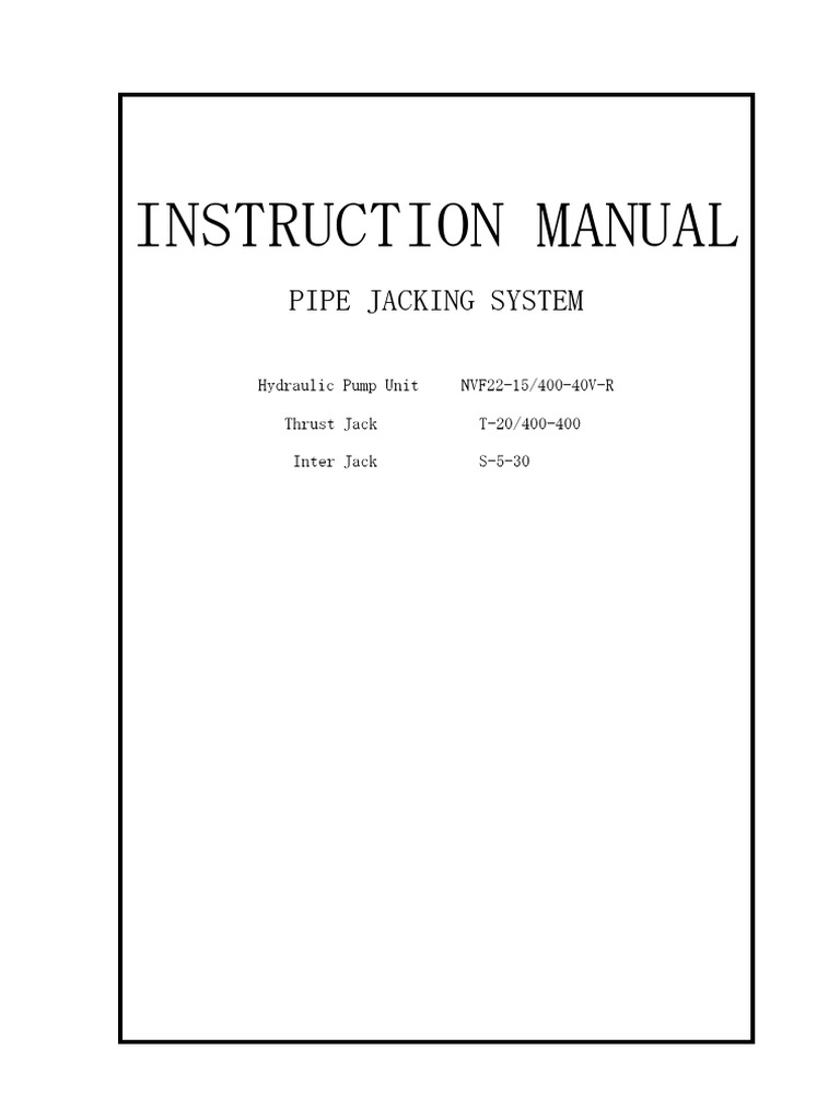 Instruction Manual: Pipe Jacking System | PDF | Pump | Relay