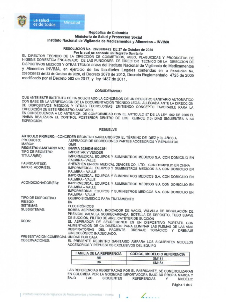 Registro Invima 2 | PDF