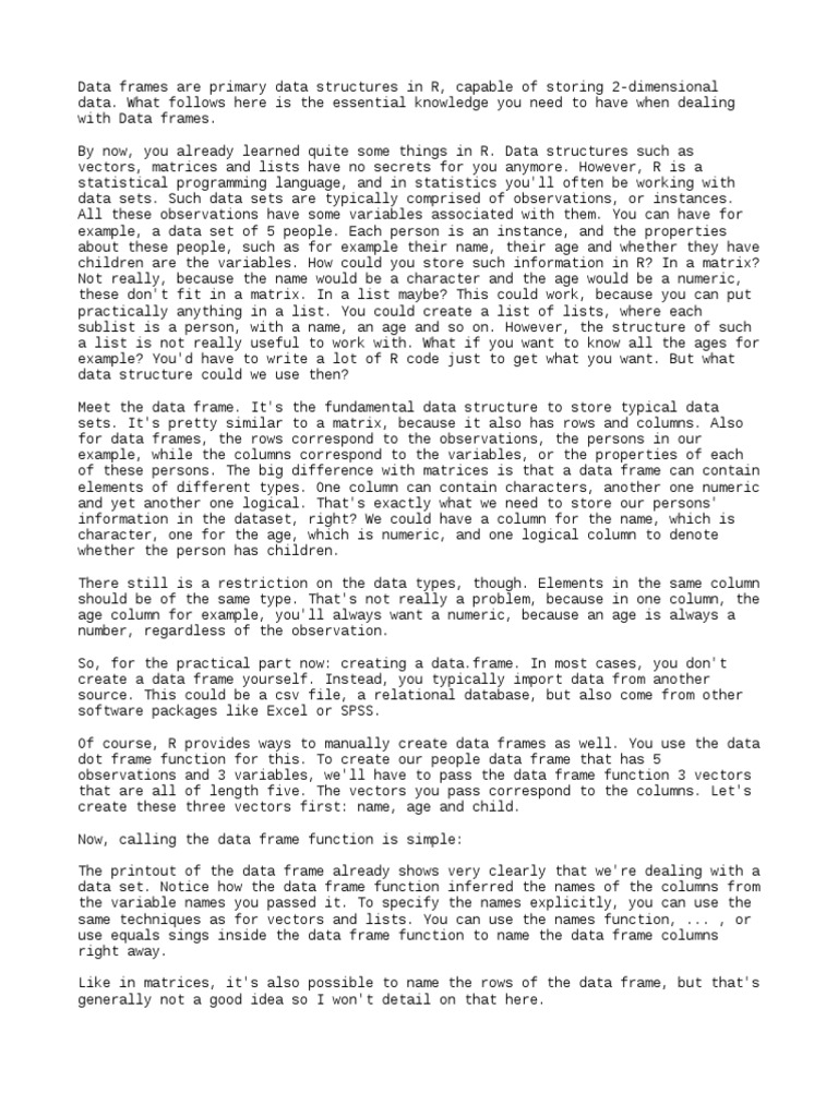 R | PDF | Comma Separated Values | Matrix (Mathematics)