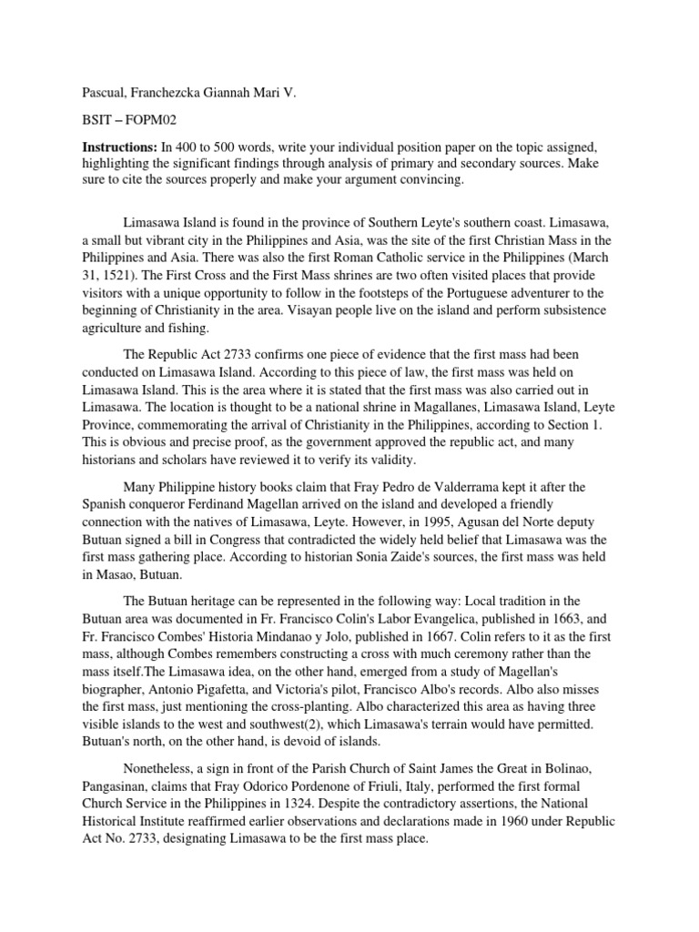 Instructions: in 400 To 500 Words, Write Your Individual Position Paper ...