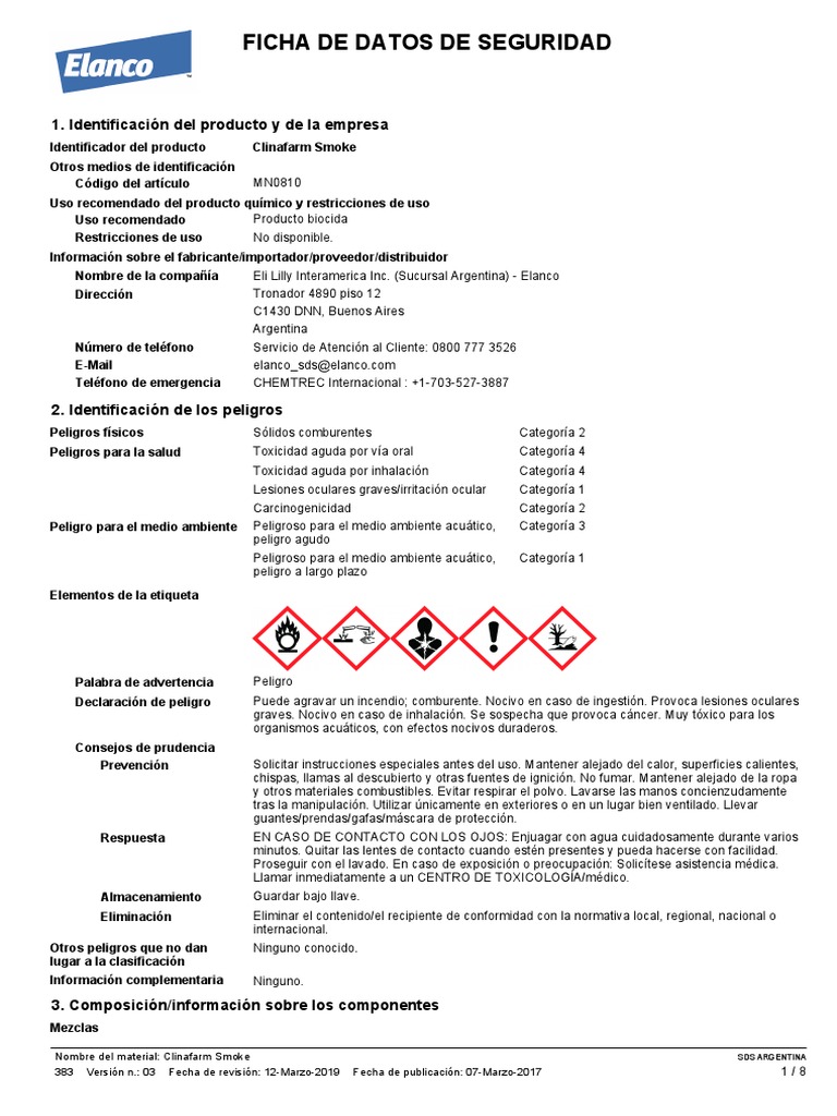 Ficha de Seguridad Clinafarm Smoke | PDF | Agua | Vapor