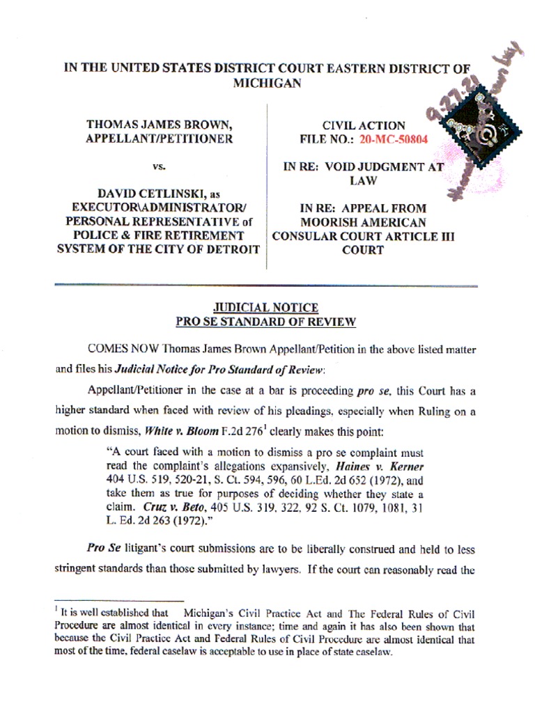 VOID JUDGMENT AT LAW 20-MC-50804 Detroit | PDF