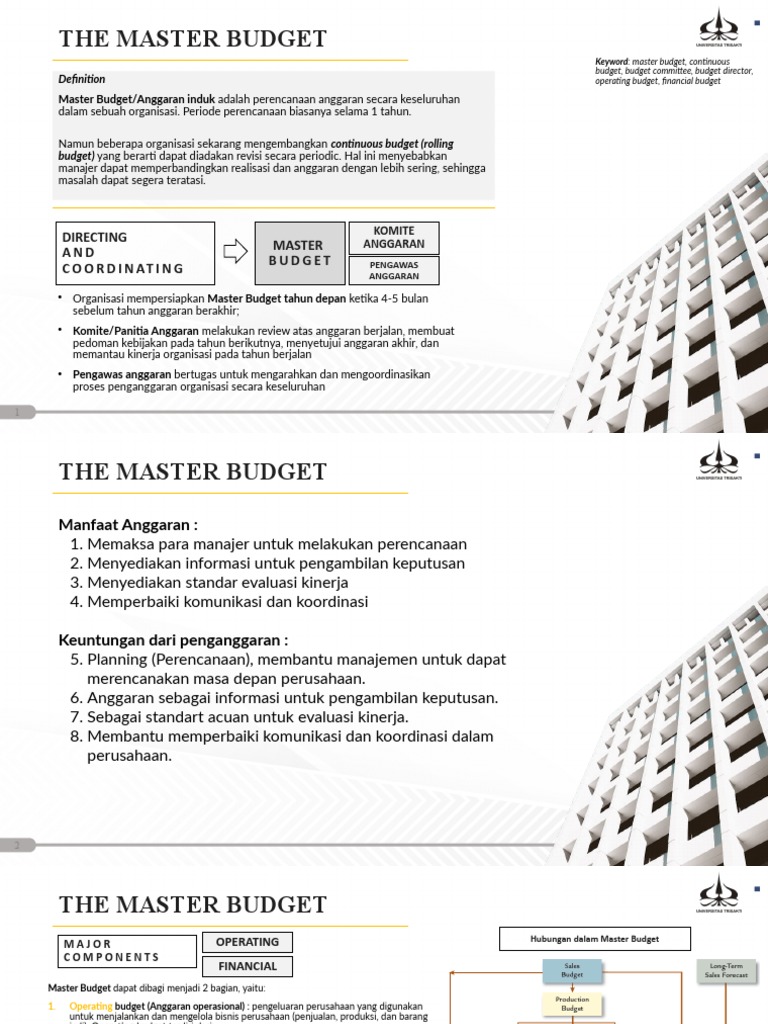 Komponen dan Manfaat Master Budget | PDF | Bisnis | Pengelolaan ...