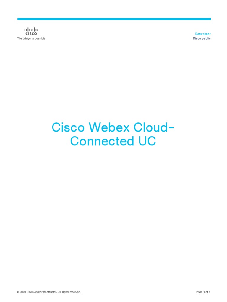 Cisco Webex Cloud-Connected UC Data Sheet | PDF | Cloud Computing | Cisco Systems