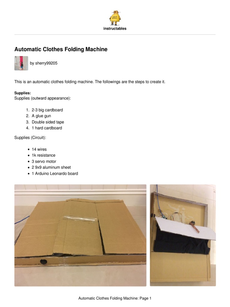Automatic Clothes Folding Machine: Instructables | PDF | Equipment ...
