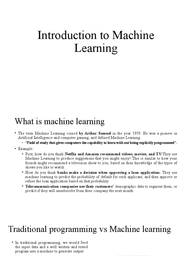 Introduction To Machine Learning | PDF | Machine Learning | Mean ...