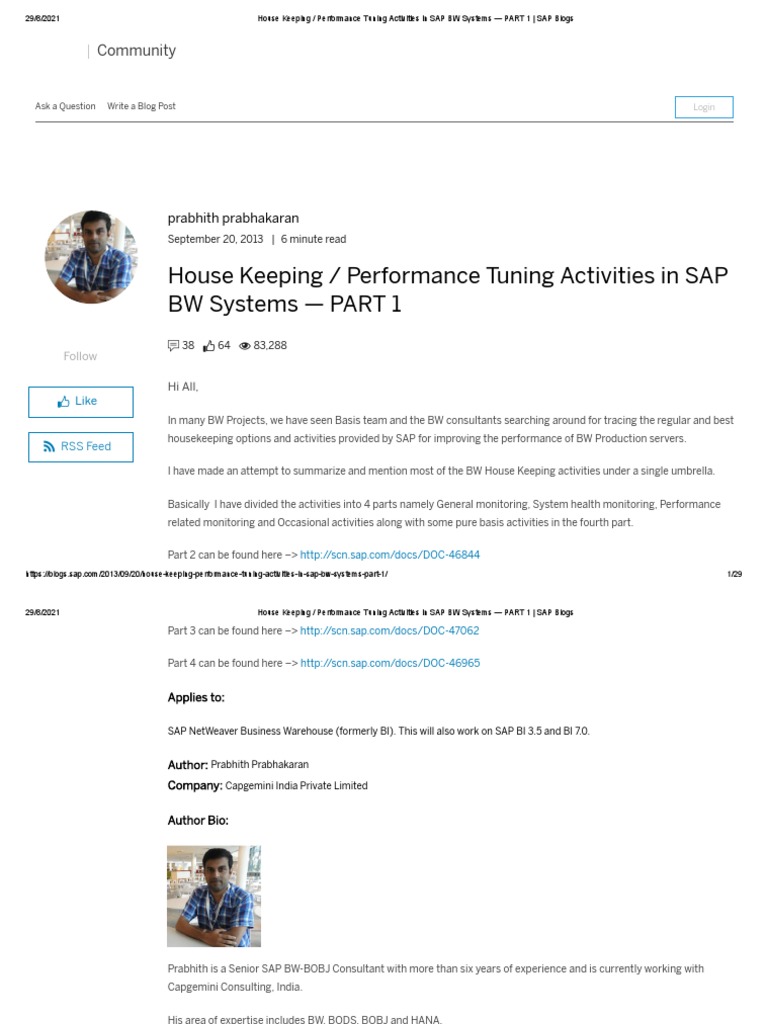 House Keeping - Performance Tuning Activities in SAP BW Systems - PART ... House Keeping - Performance Tuning Activities in SAP BW Systems - PART ...