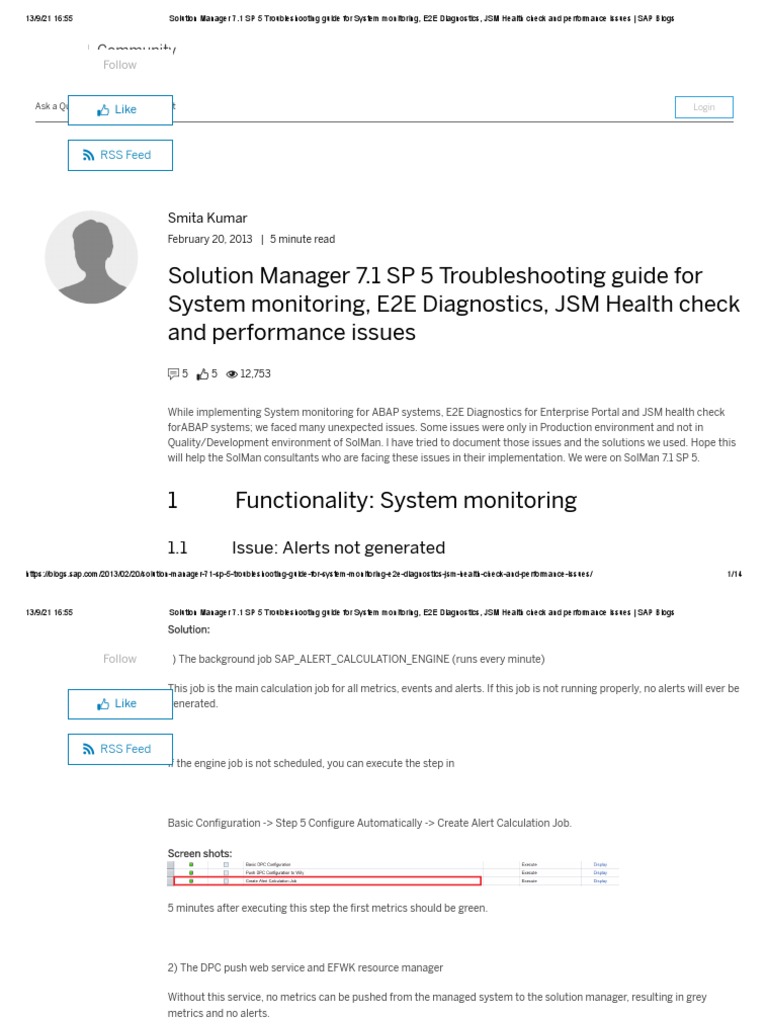 Solution Manager 7.1 SP 5 Troubleshooting Guide For System Monitoring, E2E Diagnostics, JSM ...