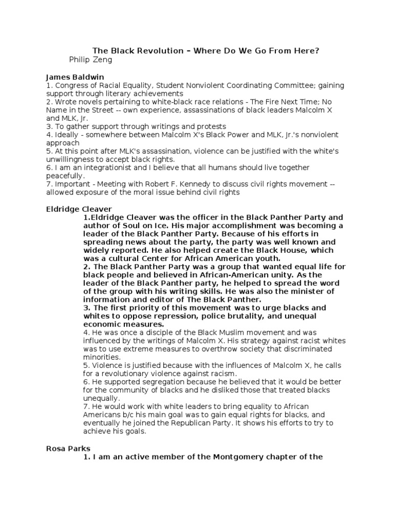 The Black Revolution Worksheet | PDF | Student Nonviolent Coordinating ...
