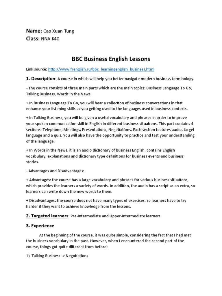 BBC Business English Lessons | PDF | Vocabulary | English Language