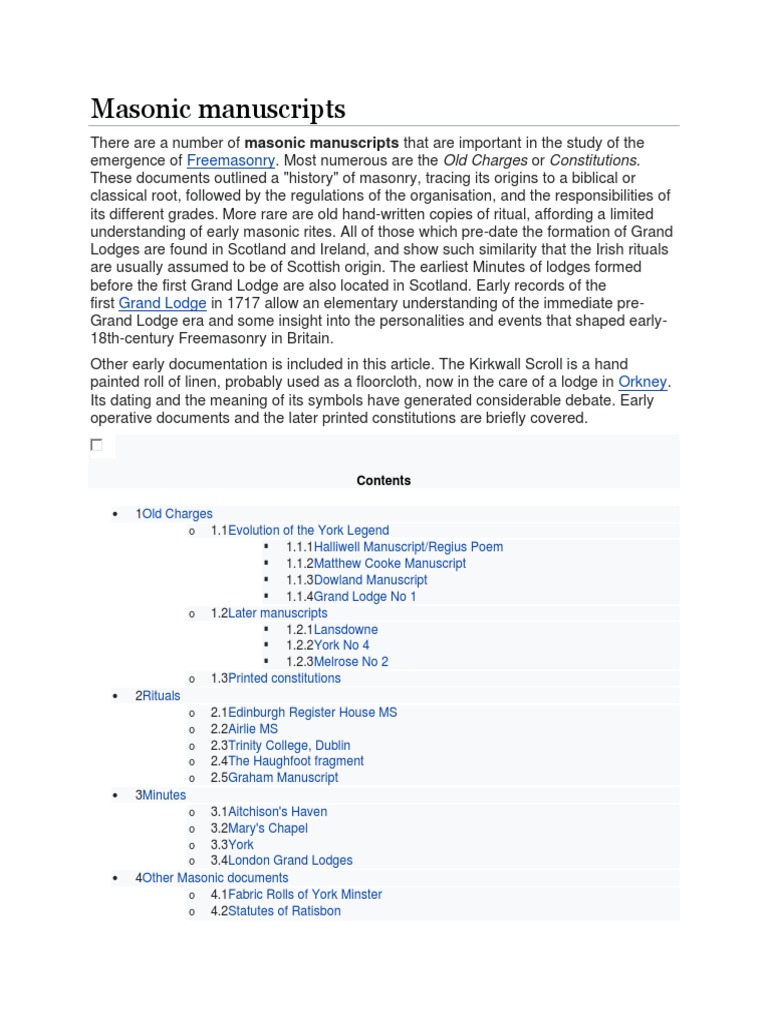 Masonic Manuscripts | PDF | Freemasonry | Masonic Lodge