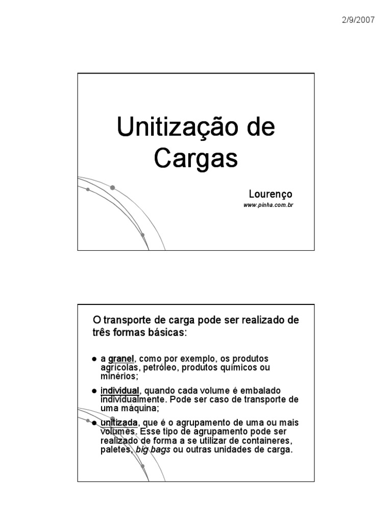 Tipos de Unitização de Cargas | PDF | Paleta | Transporte de mercadorias