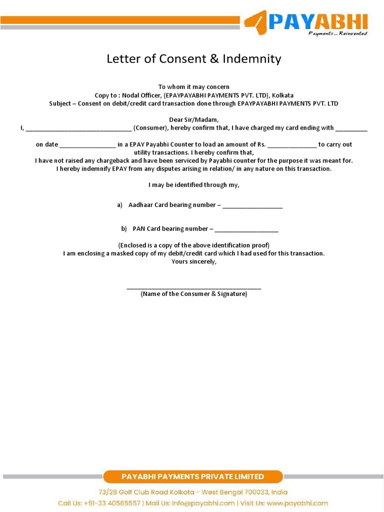 Letter of Consent for Card Transaction | PDF