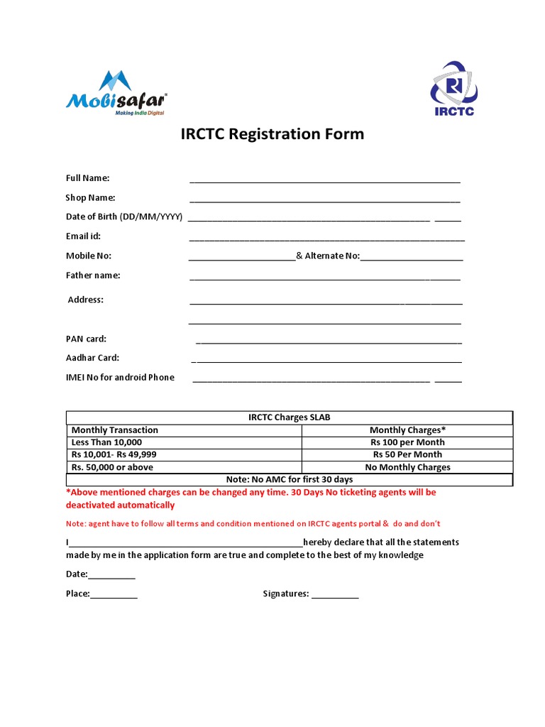 IRCTC Registration Form New | Download Free PDF | Computing ...