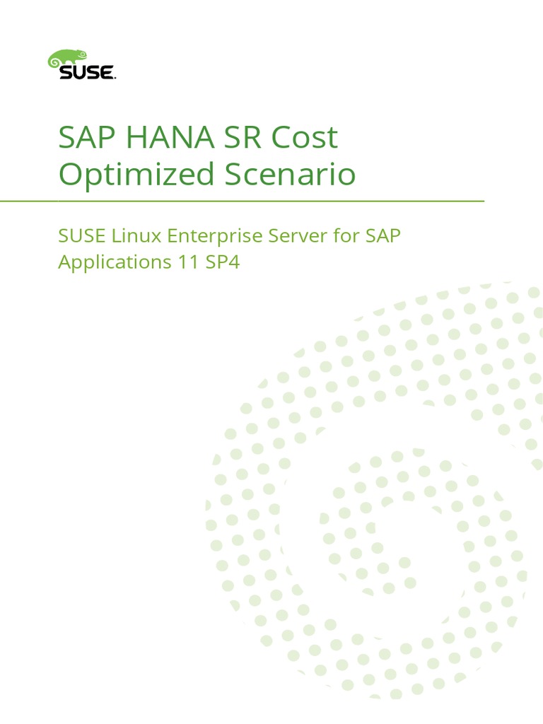 Sap Hana SR Cost Optimized Scenario: SUSE Linux Enterprise Server For ...