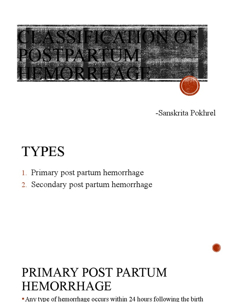 Classification of Postpartum Hemorrhage: - Sanskrita Pokhrel | PDF