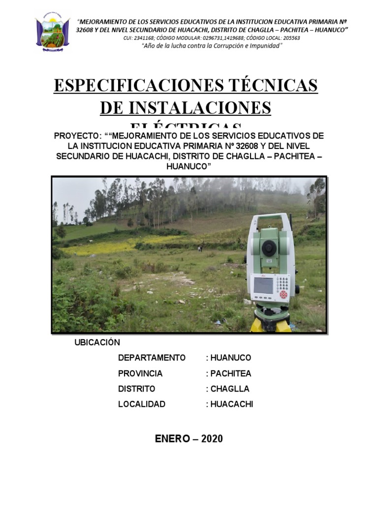 Especificaciones Técnicas-Instalaciones Eléctricas - Huacachi | PDF | Lámpara fluorescente ...