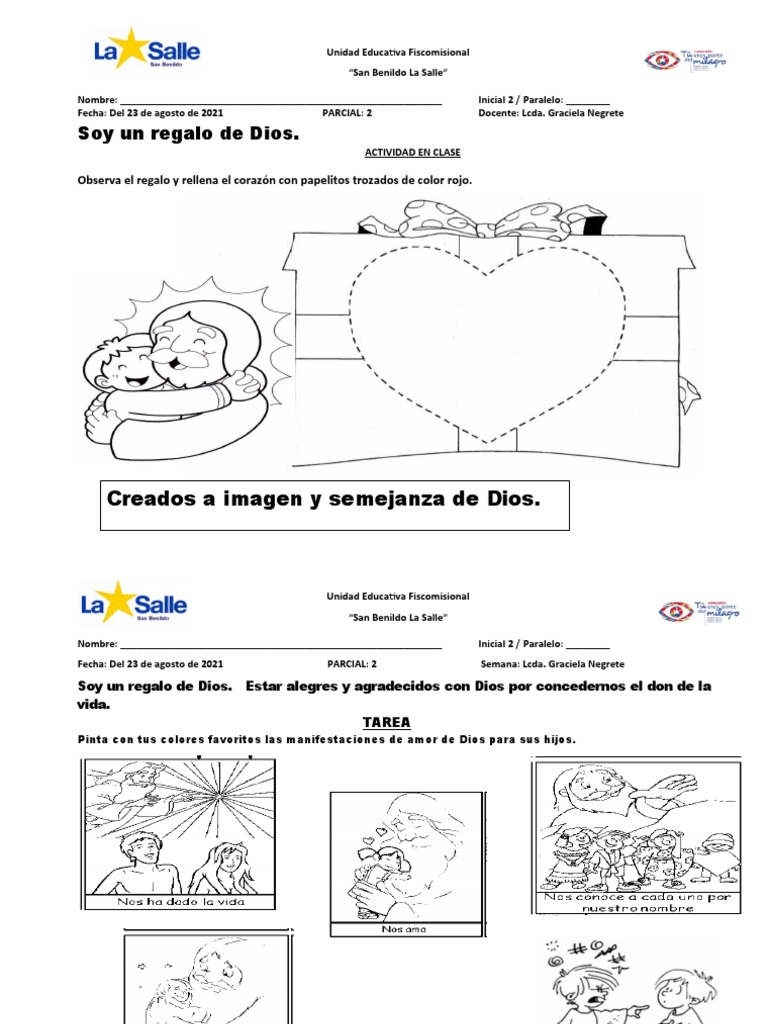 Inicial 2 - Soy Un Regalo de Dios - Semana 23 Deagosto | PDF