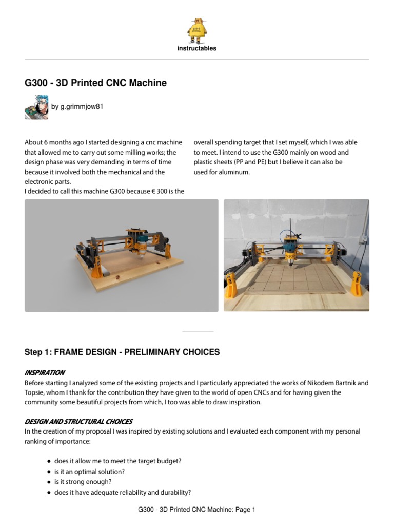G300 3D Printed CNC Machine | PDF | Numerical Control | 3 D Printing