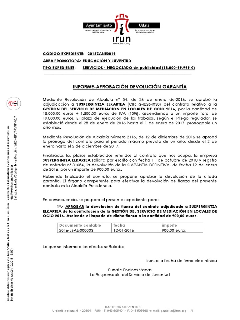 2418416-Informe Tecnico - Devolucion Garantia - Firmado | PDF