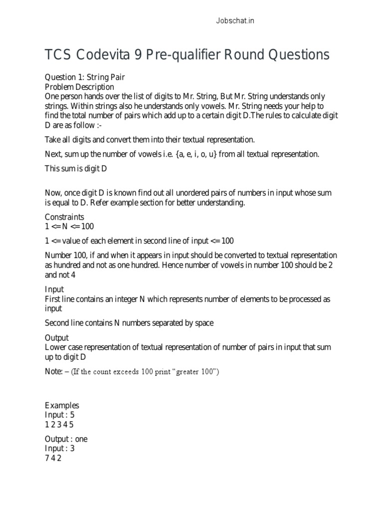 TCS Codevita Previous Papers - Pdf-Edited | PDF | Moving Average | Numbers