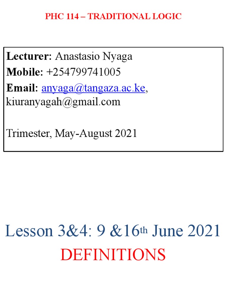Traditional Logic Definitions Guide | PDF | Proposition | Definition