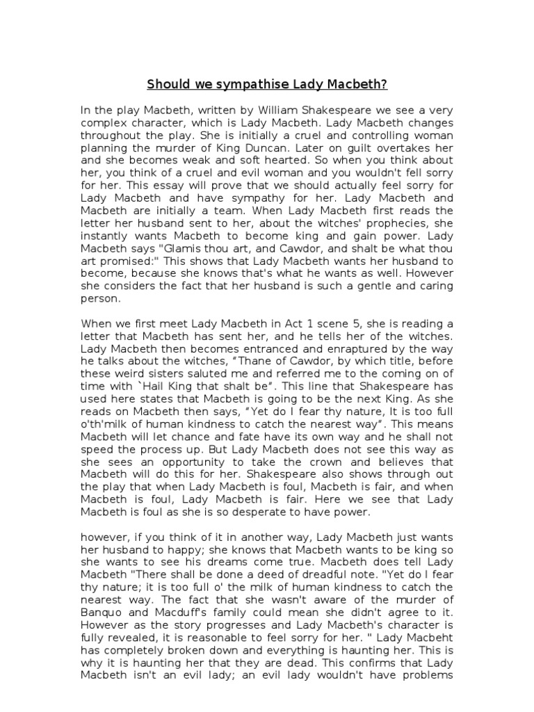 Lady Macbeth | PDF | Macbeth | Shakespearean Tragedies