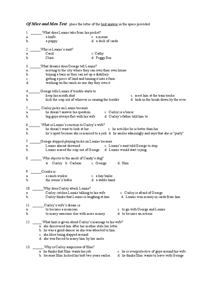 Of Mice and Men Test