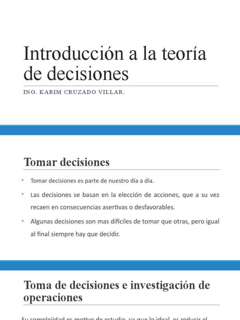 Teoría de Decisiones | PDF | Toma de decisiones | Teoría de decisiones