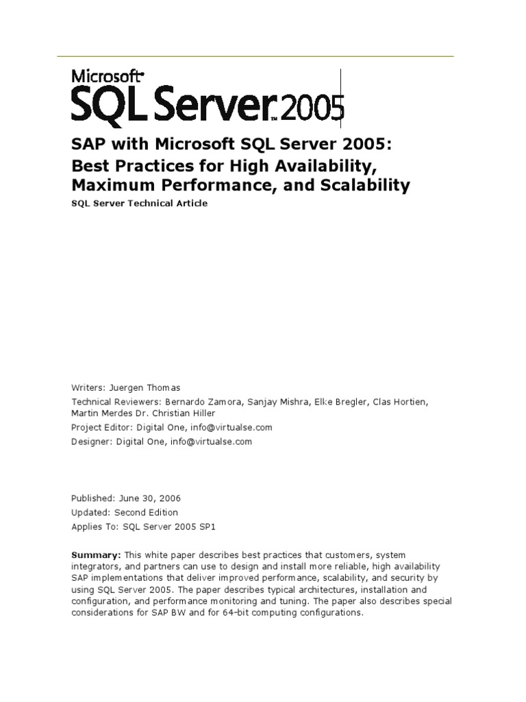 Sap - sql2005 - Best Practices | PDF | Database Index | Microsoft Sql Server