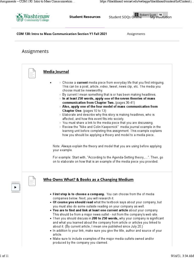 Assignments - COM 130 Intro To Mass Communication ... | PDF | Social Media | Popular Culture ...