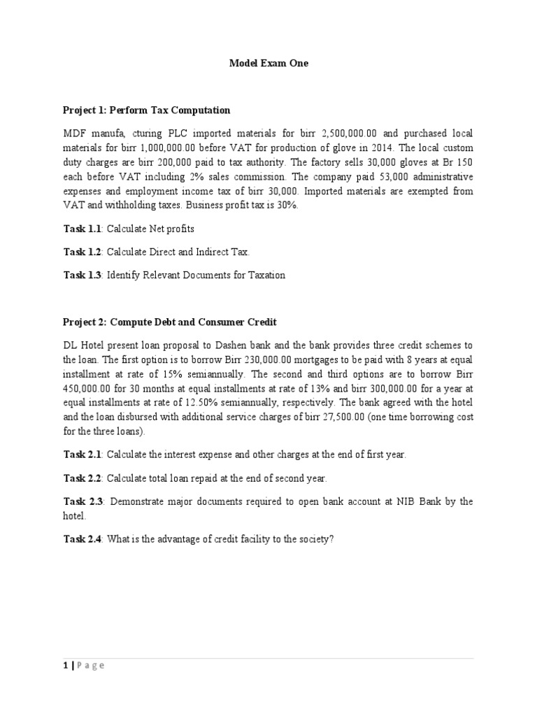 Accounting COC Exam Model Solutions | PDF | Taxes | Value Added Tax