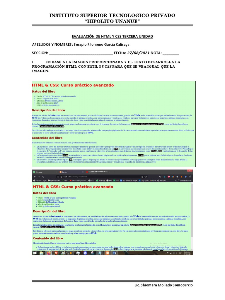 Examen de HTML y Css | PDF Examen de HTML y Css | PDF