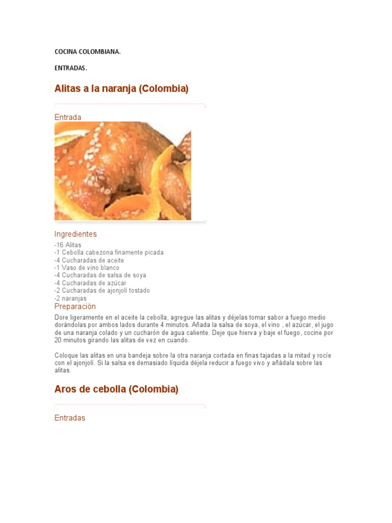 Recetas de Entradas Colombianas | PDF | Cilantro | Panes