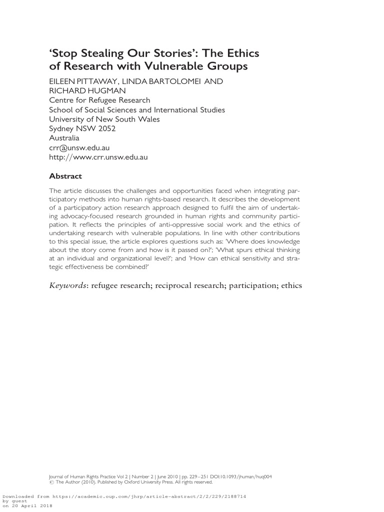 Pittaway, Eileen, Bartolomei, Linda, & Hugman, Richard. Stop Stealing ...