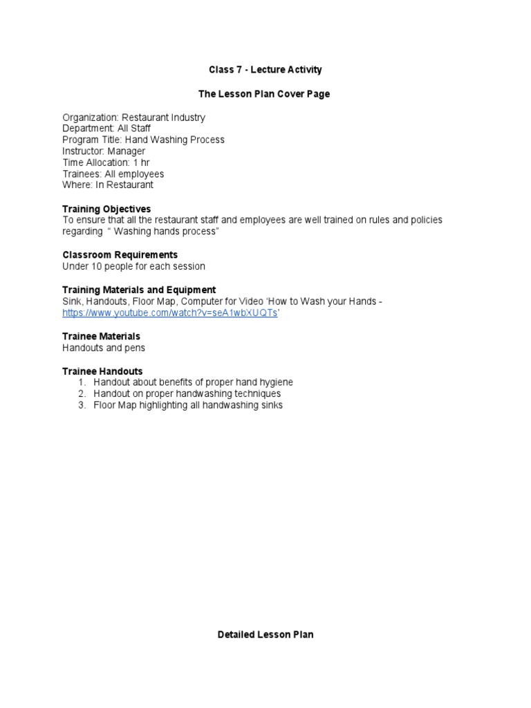 Hand Washing Training for Restaurant Staff | PDF | Hand Washing ...