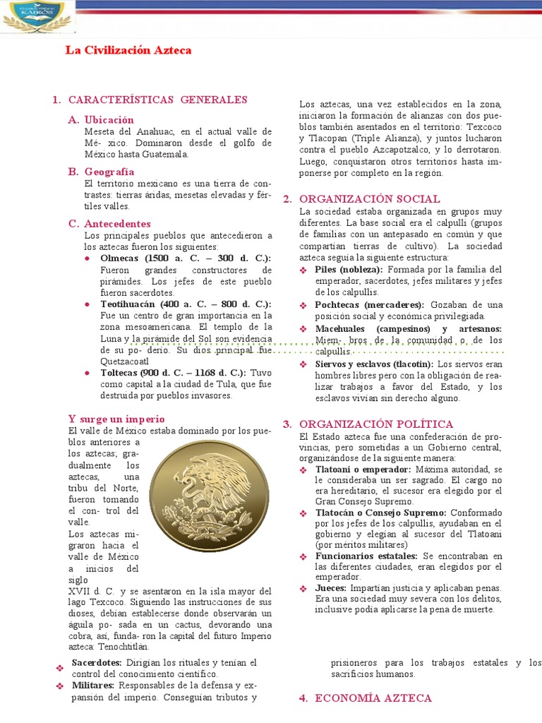 Ficha Cultura Azteca | PDF | México | azteca