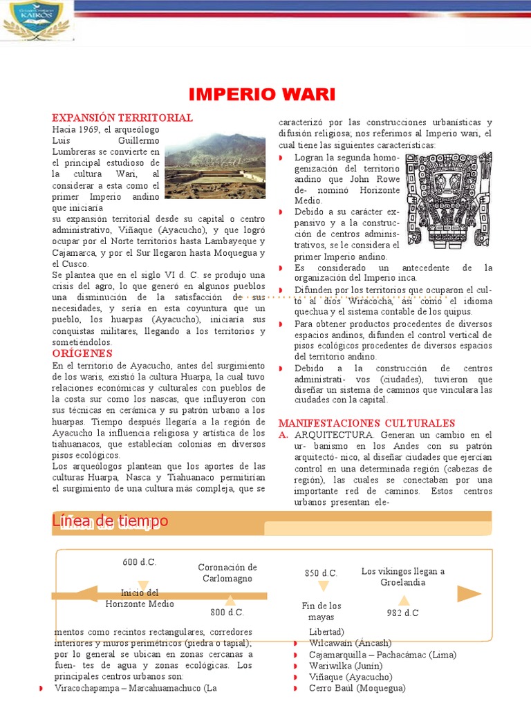 El auge y expansión del Imperio Wari | PDF | Imperio Inca | Andes